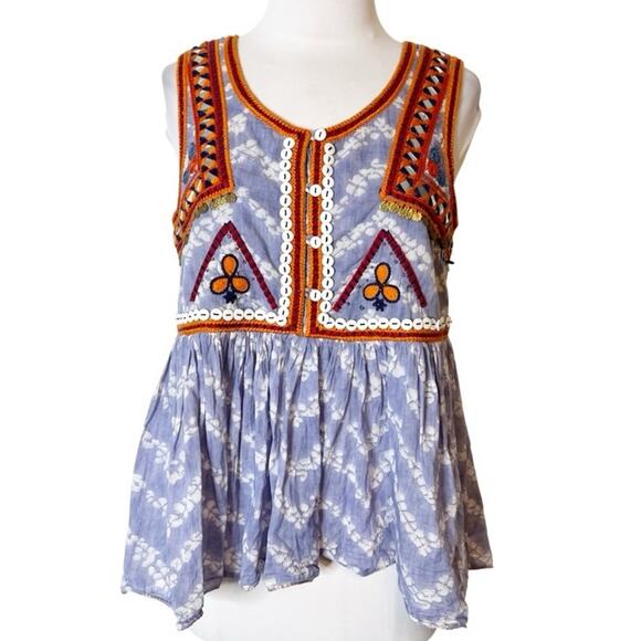 indigo moon | Tops | Indigo Moon Top Bohemian Embroidered Beaded And ...